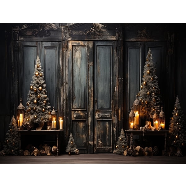 Christmas Backdrops Xmas Tree Gifts Candlestick Family Party ration ...
