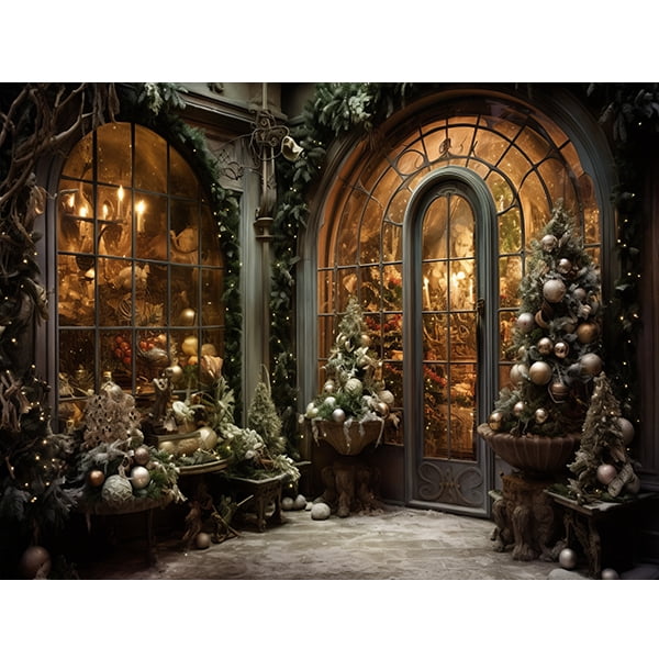 Christmas Backdrops Xmas Tree Gifts Candlestick Family Party ration ...