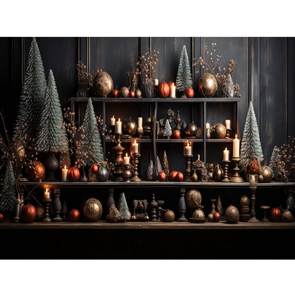 Christmas Backdrops Xmas Tree Gifts Candlestick Family Party ration ...