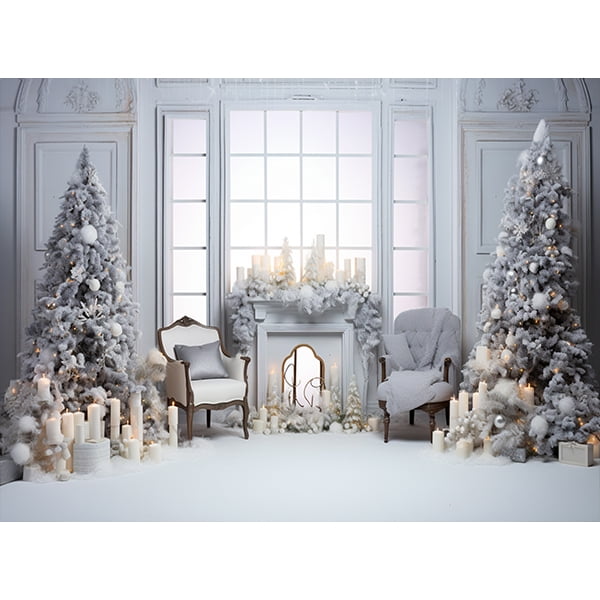 Christmas Backdrops Xmas Tree Gifts Fireplace Family Party r ...