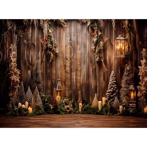 Christmas Backdrops Xmas Tree Gifts Fireplace Family Party r ...