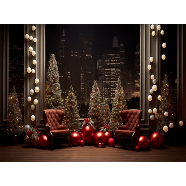 Christmas Backdrops Xmas Tree Gifts Fireplace Family Party r ...