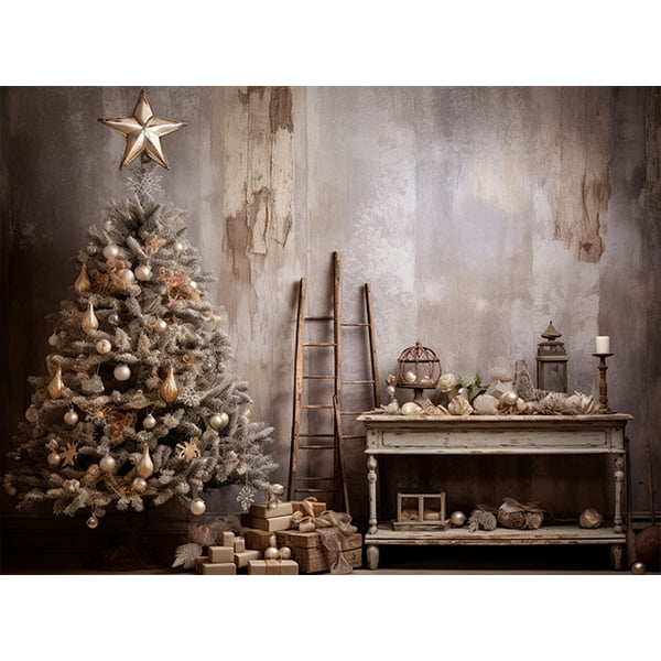 Christmas Backdrops Xmas Tree Gifts Fireplace Family Party r ...