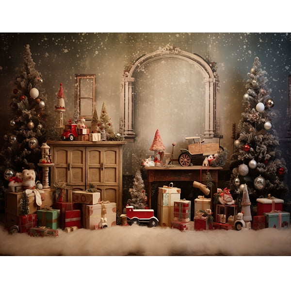 Christmas Backdrops Xmas Tree Gifts Winter Snow Family Party r Photography Background for ...