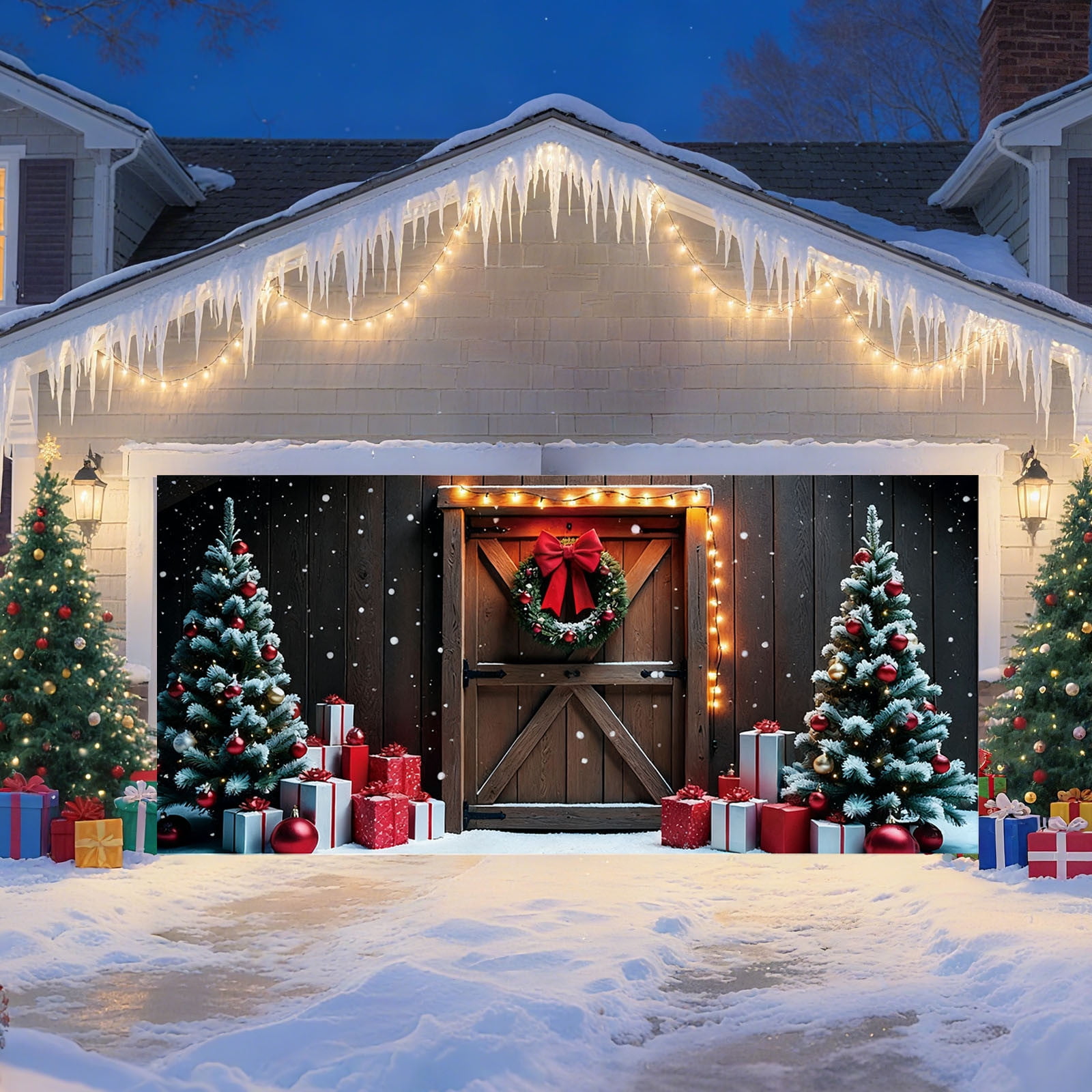 Christmas Background Cloth for Garage Decor Large Polyester Hanging ...