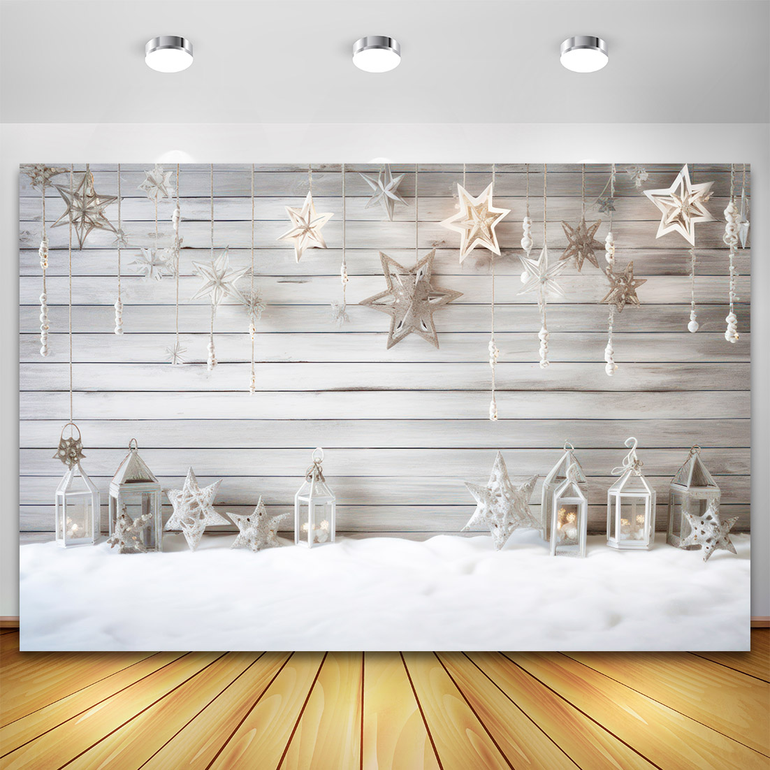 Christmas Background for Photography Xmas Tree Wooden Wall Floor Gift ...