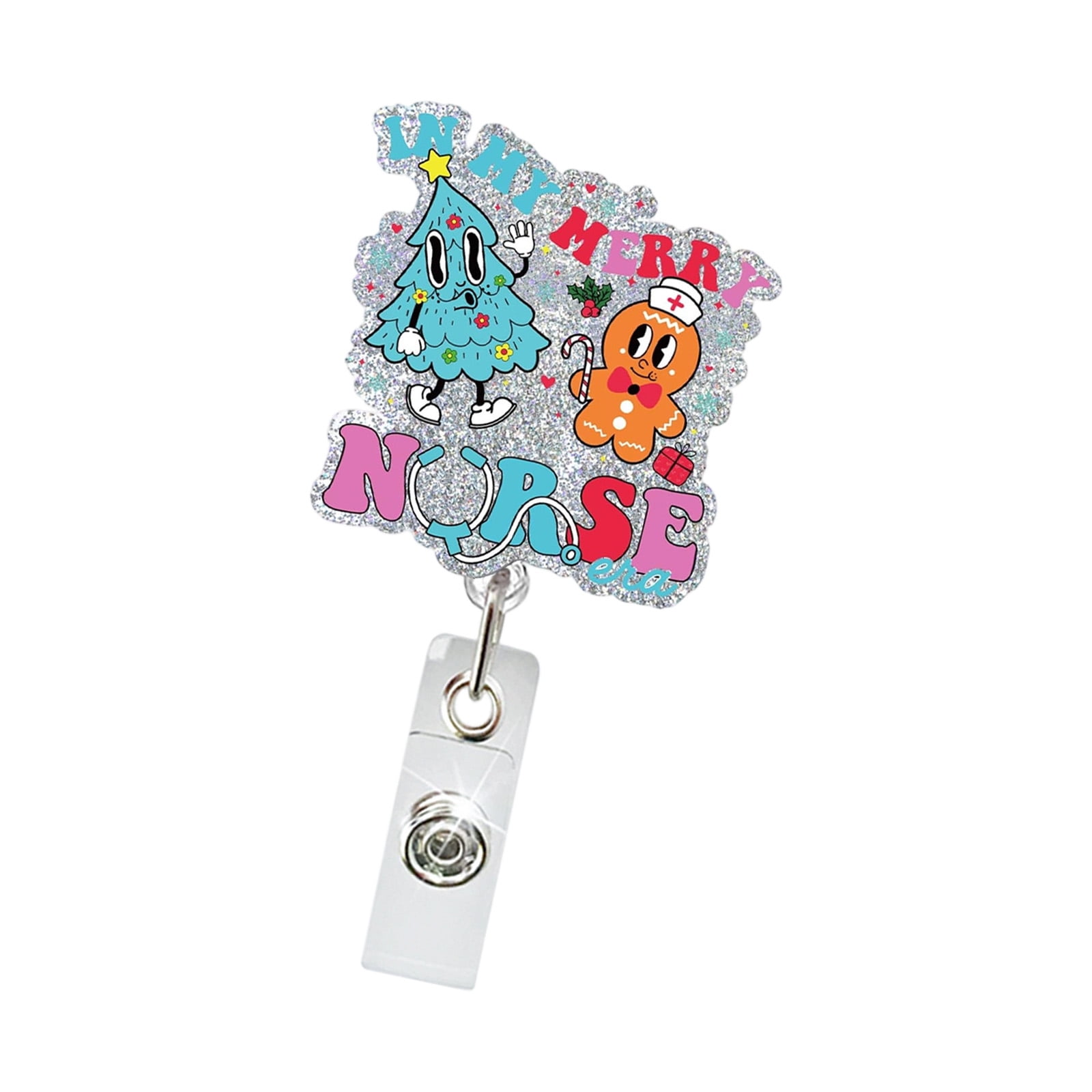 Christmas Badge Holder with Belt Clip Spring Loaded Retractable ABS ...