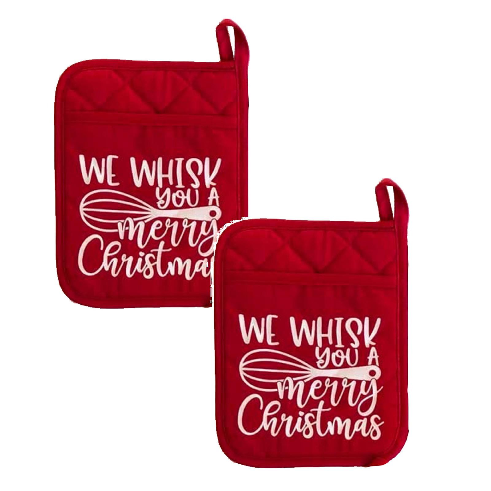 Christmas Baking Cheer Gift Set - 2PC Printed Oven Mitts with Gift ...