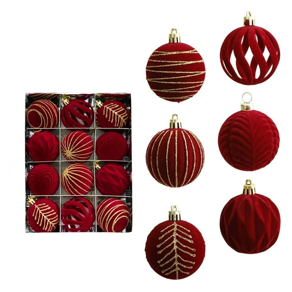 Christmas Ball 3 B Transform Your Holiday Scene with 12 Pc Flocking Red ...