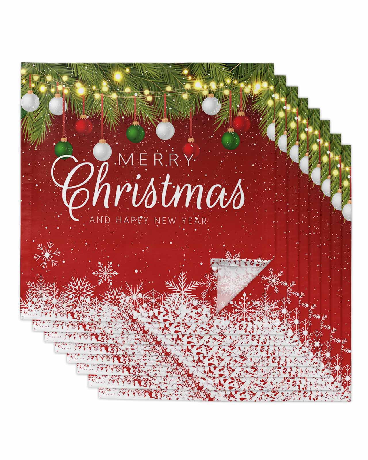 Christmas Ball Cloth Napkins Set of 8 Reusable Dinner Napkins, Winter ...