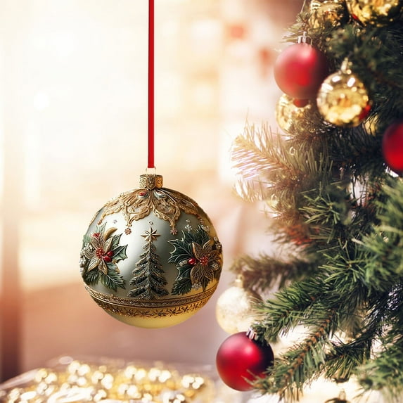 Christmas Ball Ornament, 2D Flat Acrylic Xmas Tree Balls Pendant ...