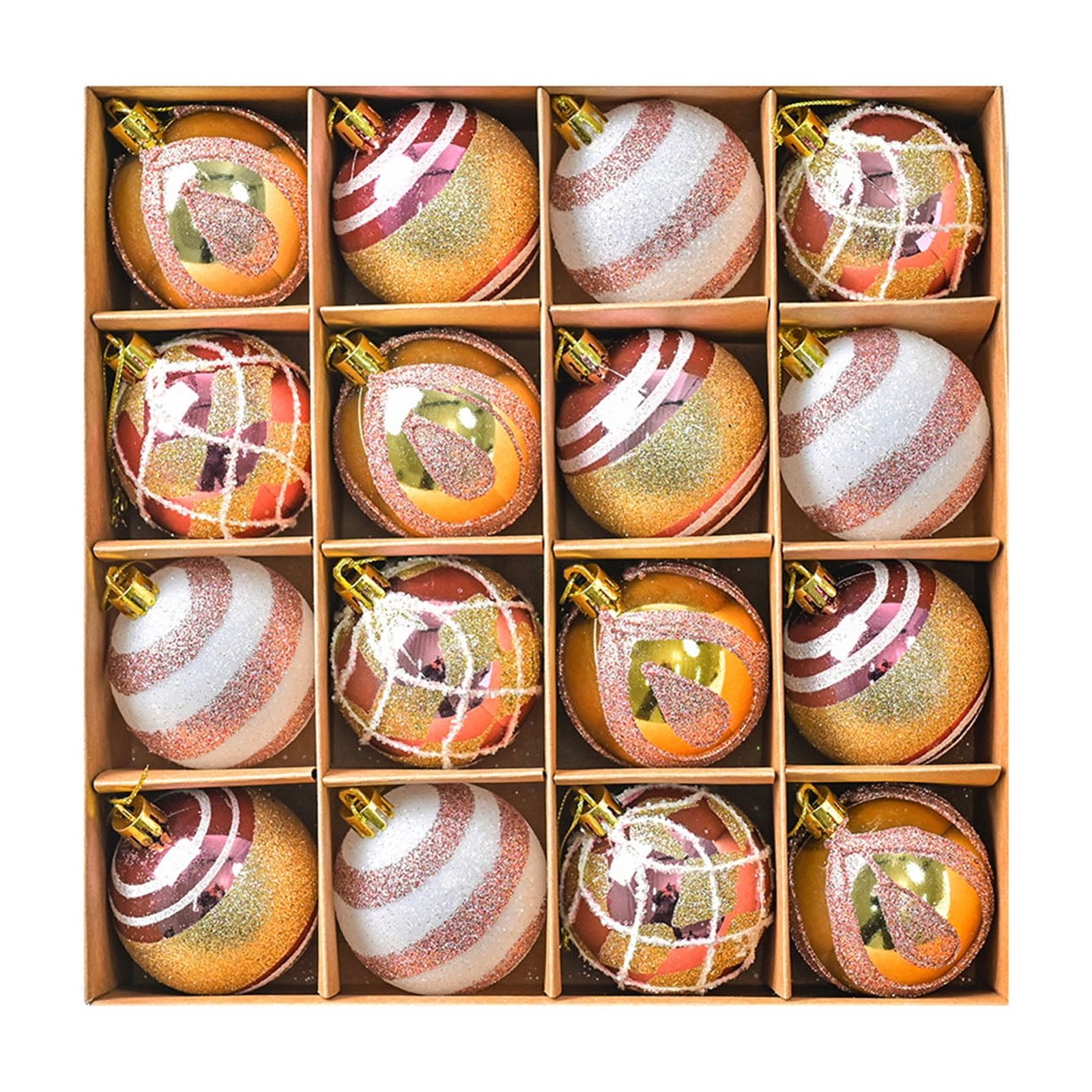 Christmas Ball Ornament Set, 16-Pack Pearl Glitter Christmas Ball ...