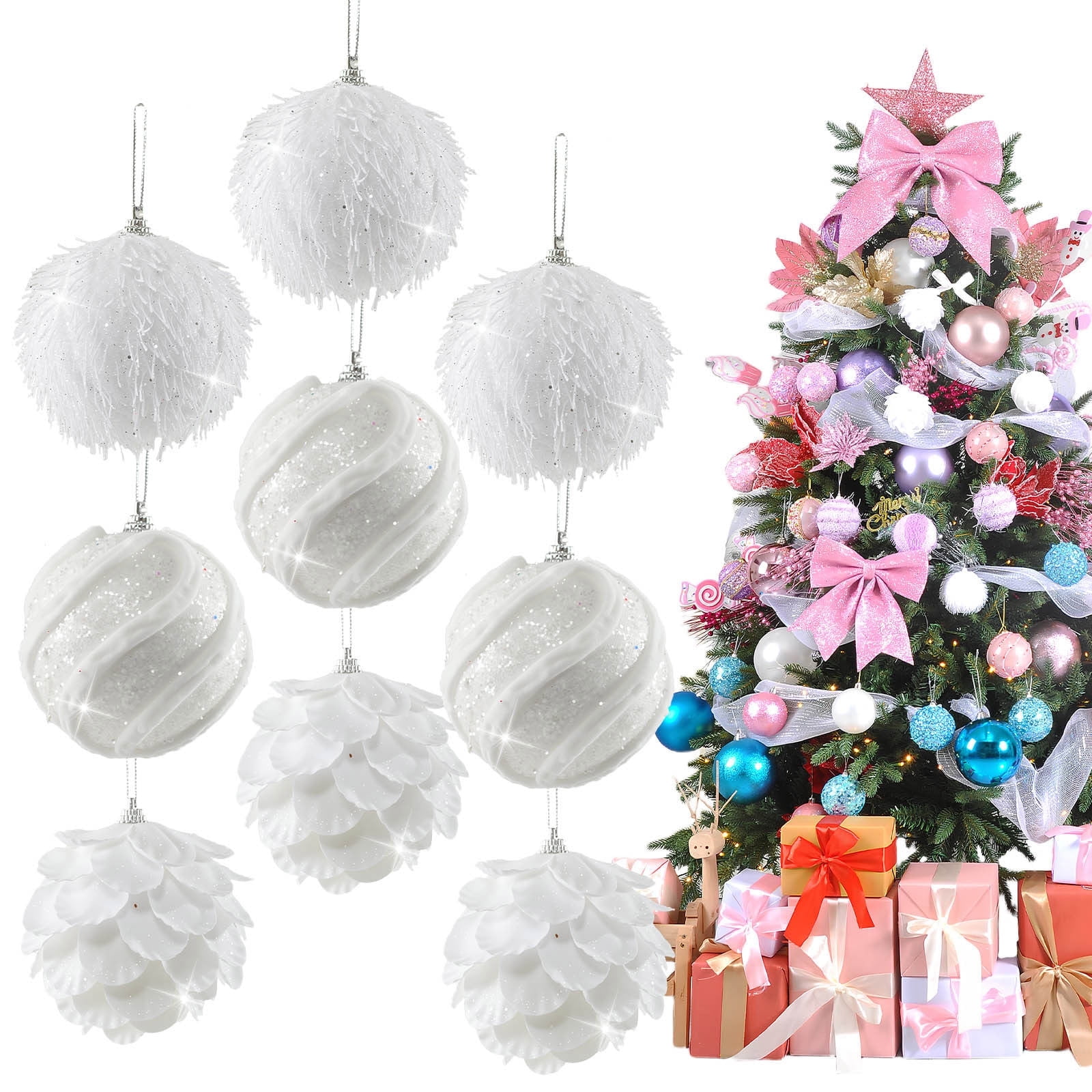 Christmas Ball Ornament Set | Plastic Hanging Tree Decorations | Multi ...
