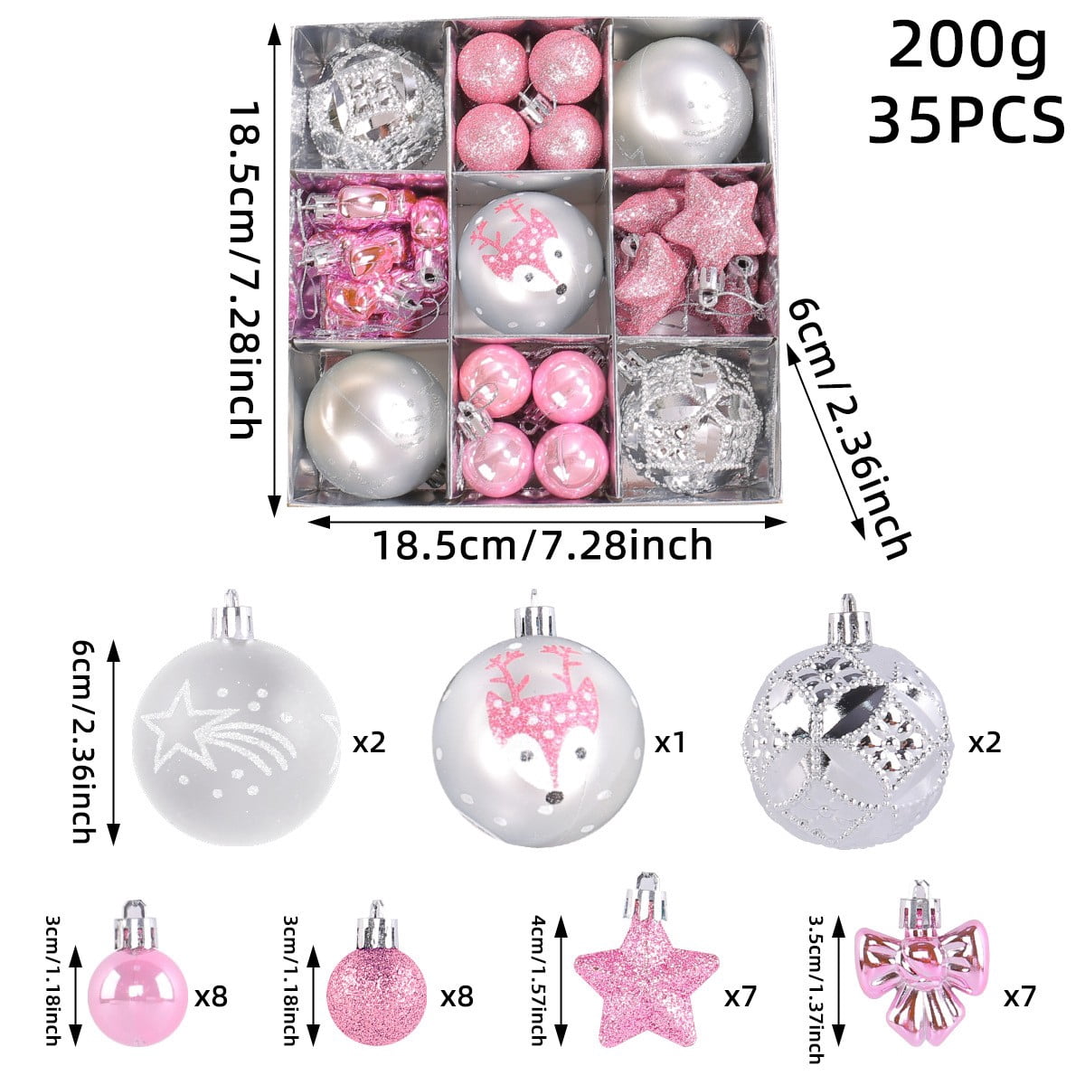 Christmas Ball Ornaments – 35pcs Hanging Baubles for Xmas Tree, Wreaths ...
