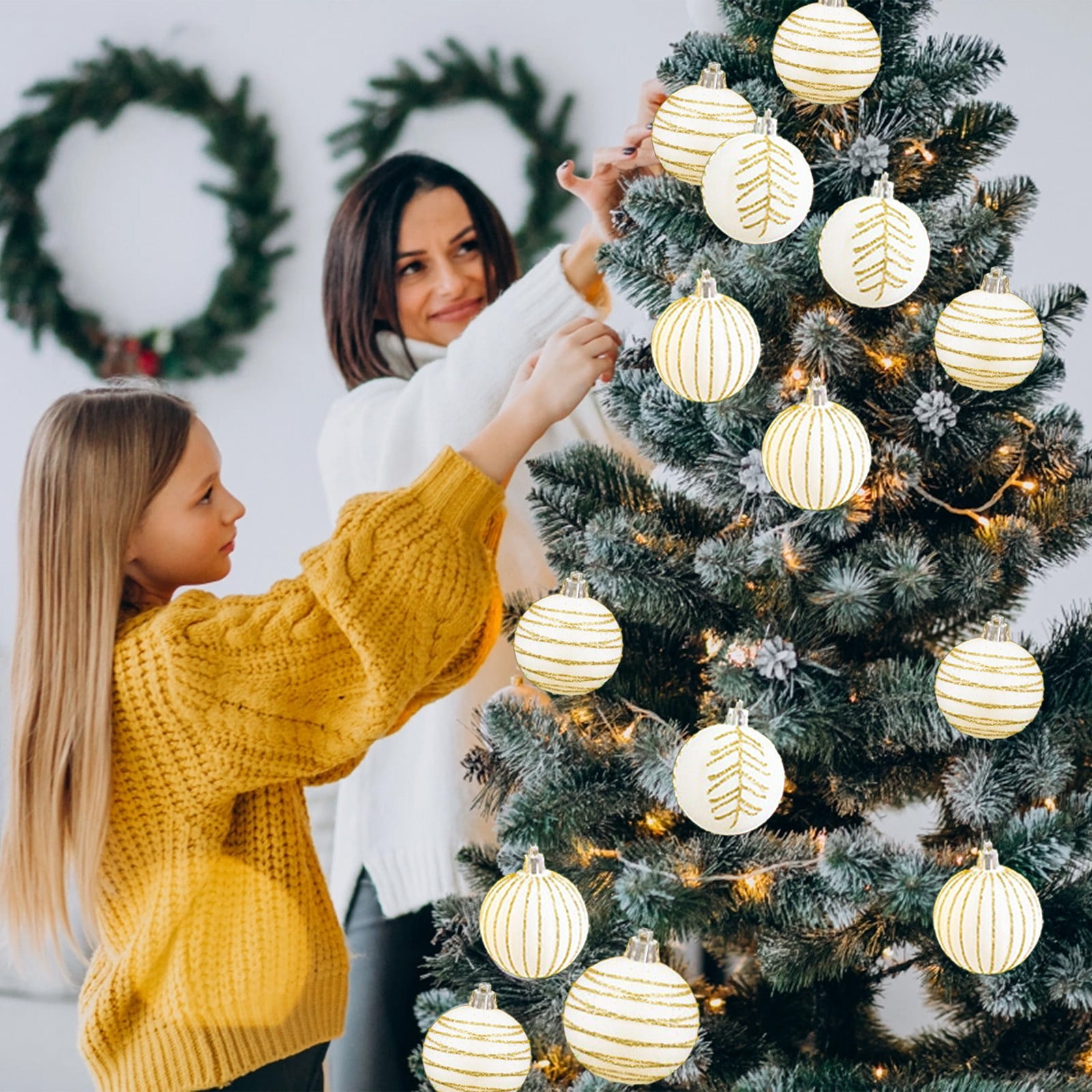 Christmas Ball Ornaments, 3ct Red and Gold Shatterproof Christmas Tree Decorations Set, 2.36 ...