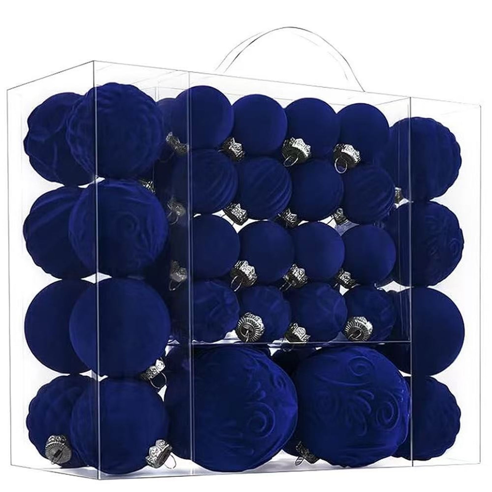 Christmas Ball Ornaments 46-Piece Set - Light Blue Velvet Christmas ...
