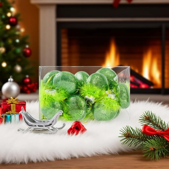 Christmas Ball Ornaments Set 12 Pcs | 2.4 Inch Flocked Plastic ...