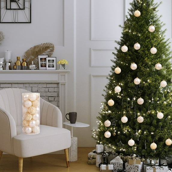 Christmas Ball Ornaments Set | Assorted Textures & Colors | Hanging Decoration with Shiny Matte ...