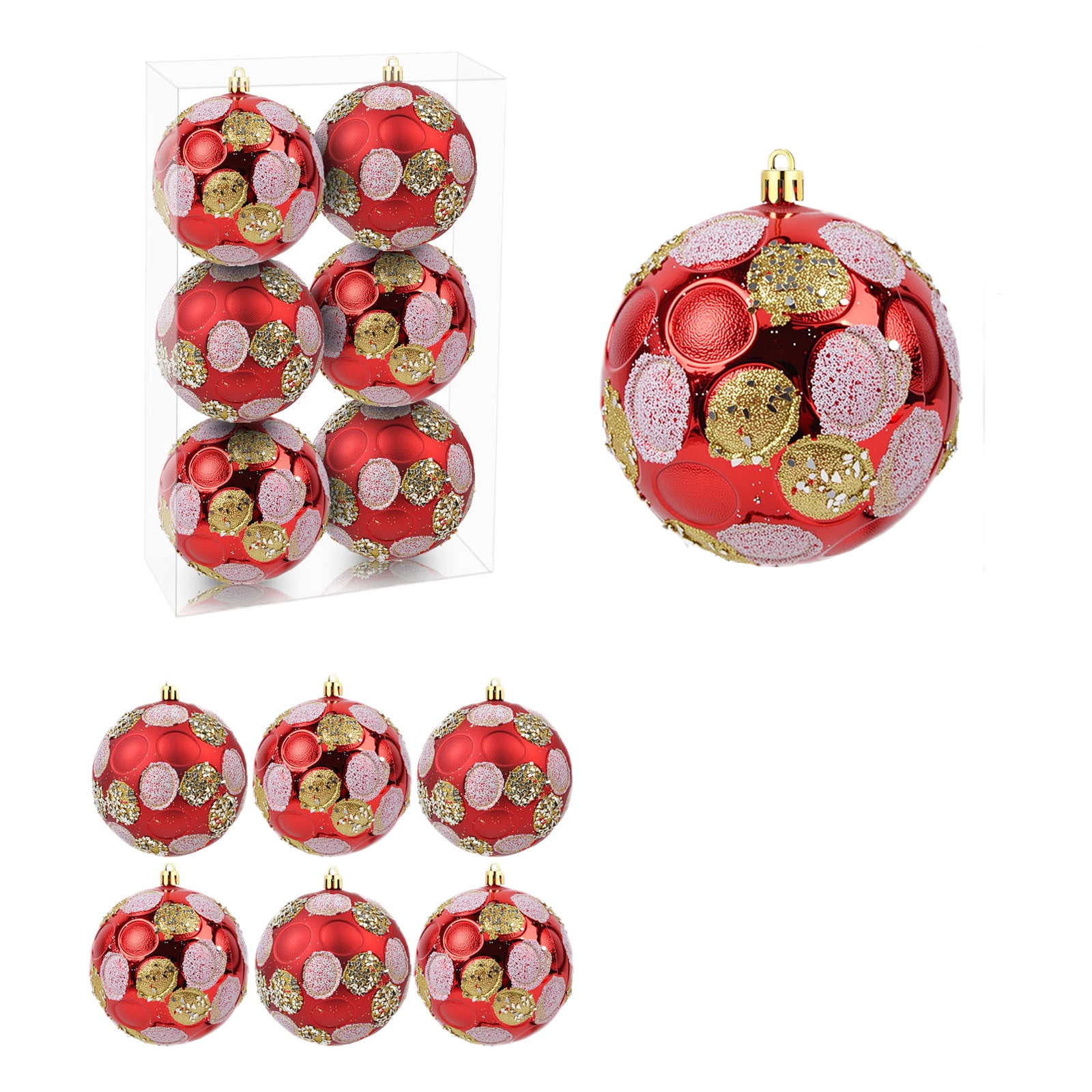 Christmas Ball Ornaments Set – Multicolor Plastic Glitter, Painted and ...