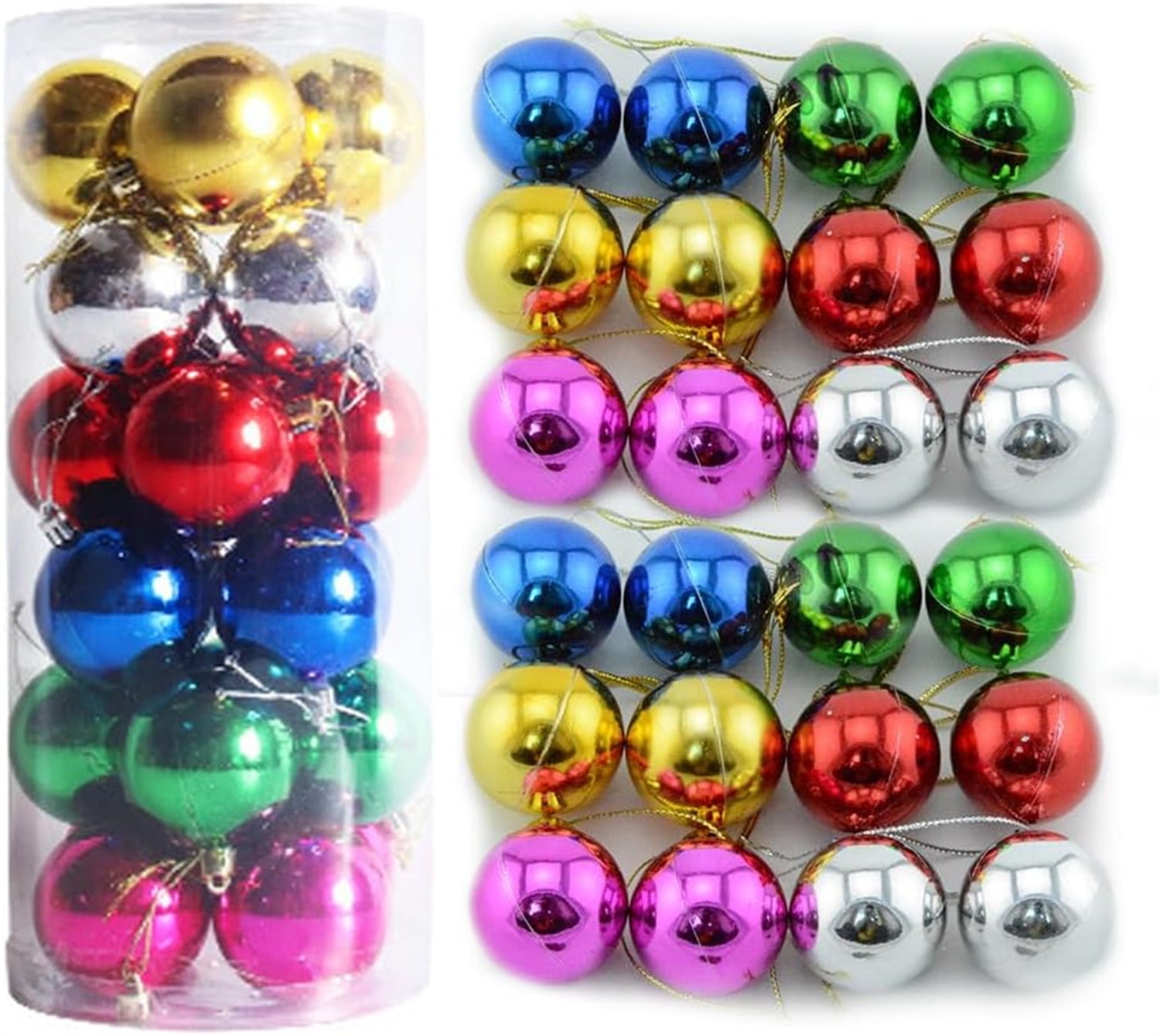 Christmas Ball Ornaments Sets,Happon 2.36inch Multicolor Christmas ...