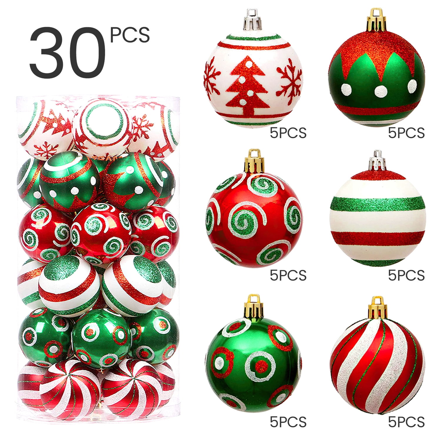 Christmas Ball Ornaments Shatterproof - 30pcs 2.36 Christmas Tree Balls ...