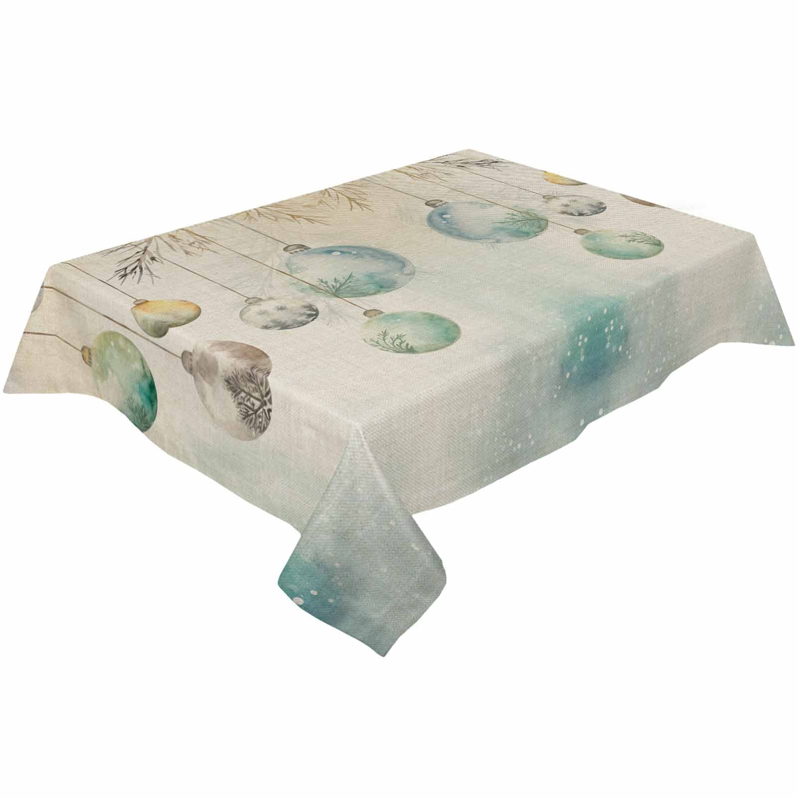 Christmas Ball Rectangle Tablecloths 60x104,Winter Farmhosue Watercolor ...