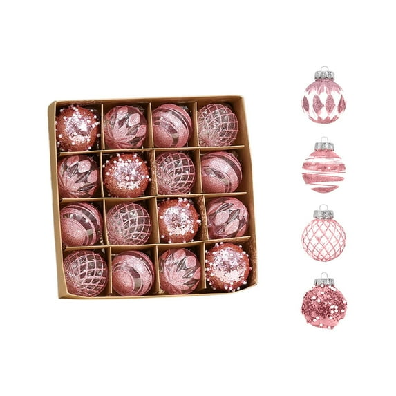 Christmas Ball Set, 16 PiecesUnique Glitter Plastic Painted Tree ...