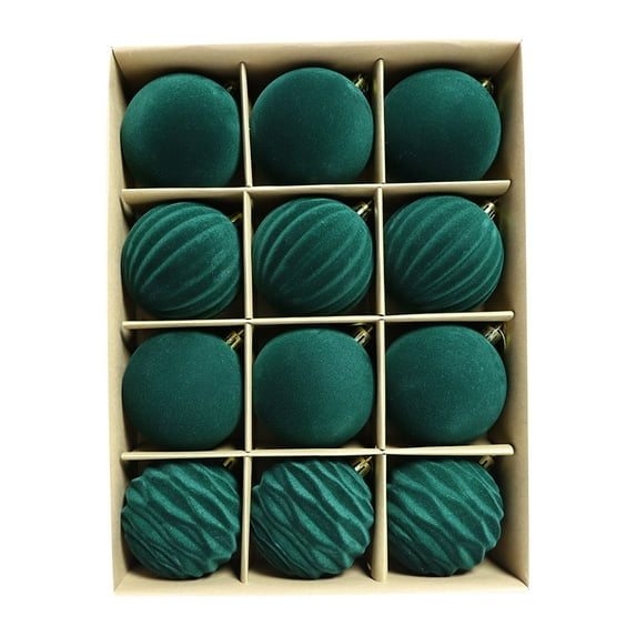 Christmas Ball Velvet Christmas Tree Flocking Ornaments 3.15 Inch 12 ...