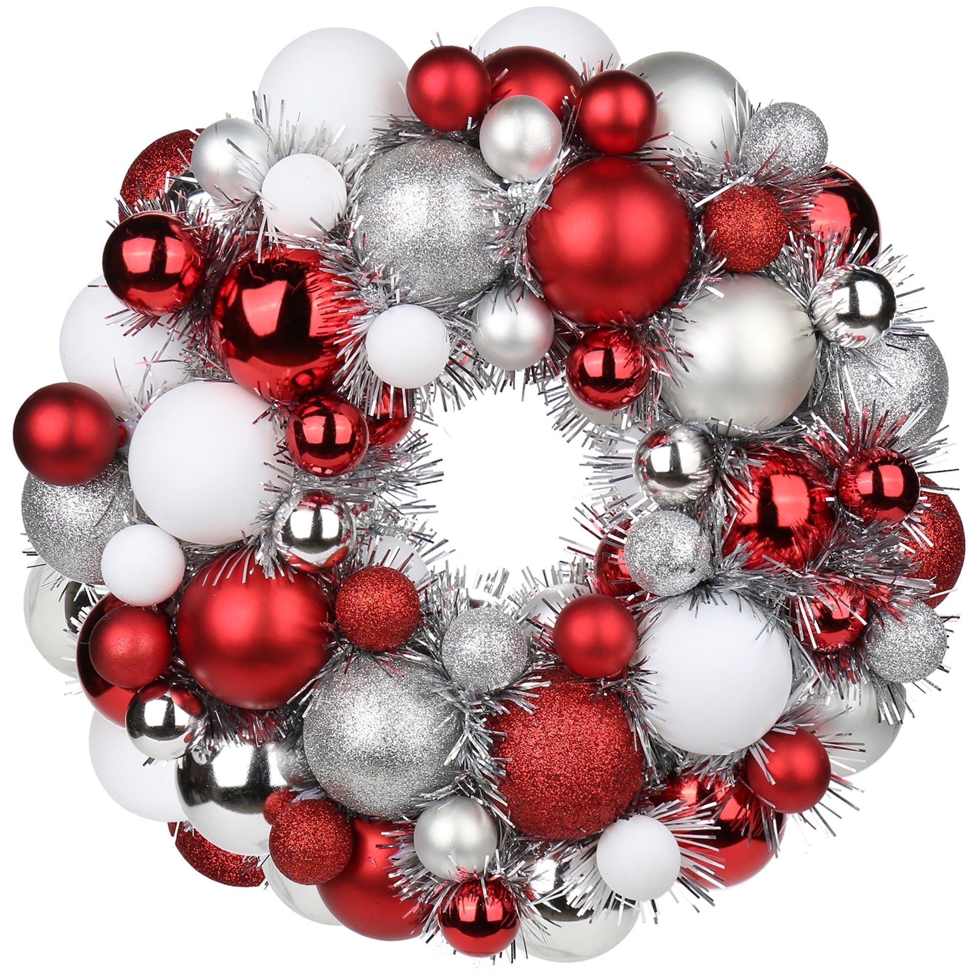 Christmas Ball Wreath Multi Color 13"Xmas Wreaths Ornaments Glitter ...