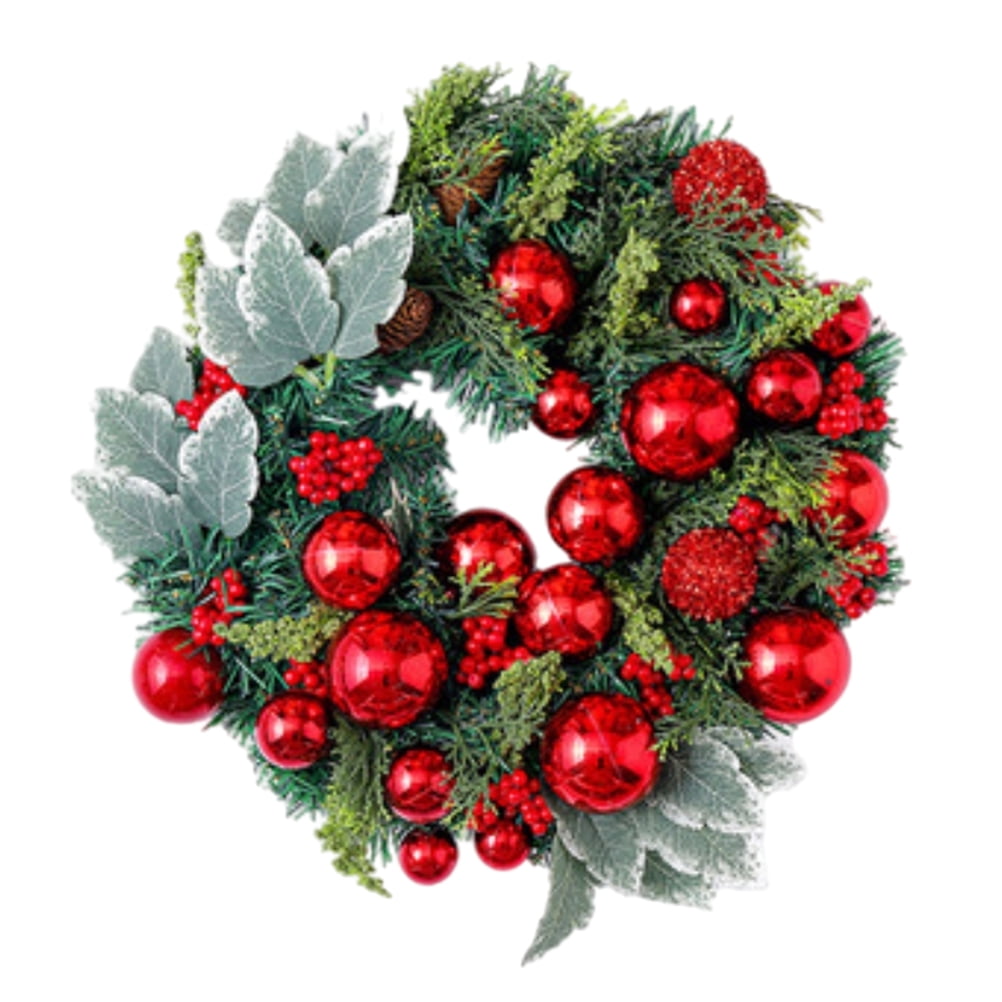 Christmas Ball Wreath Simulation Rattan Wreath Door Hanger Front Door ...