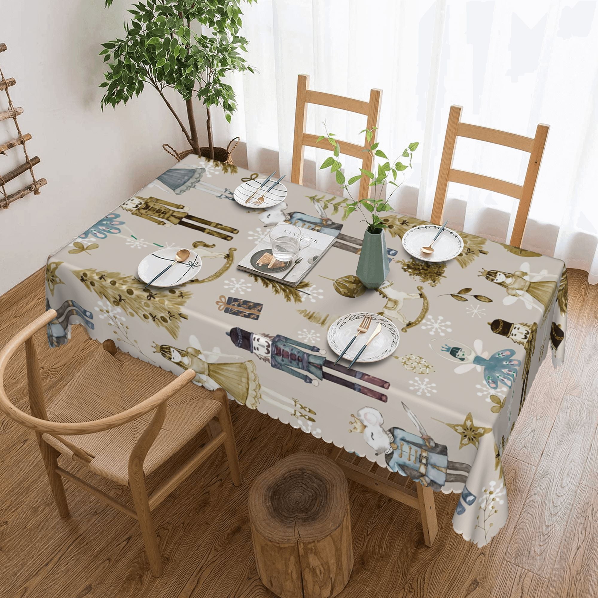 Christmas Ballet Nutcracker Prince Fairy Mouse Beige Tablecloth 50x70 ...