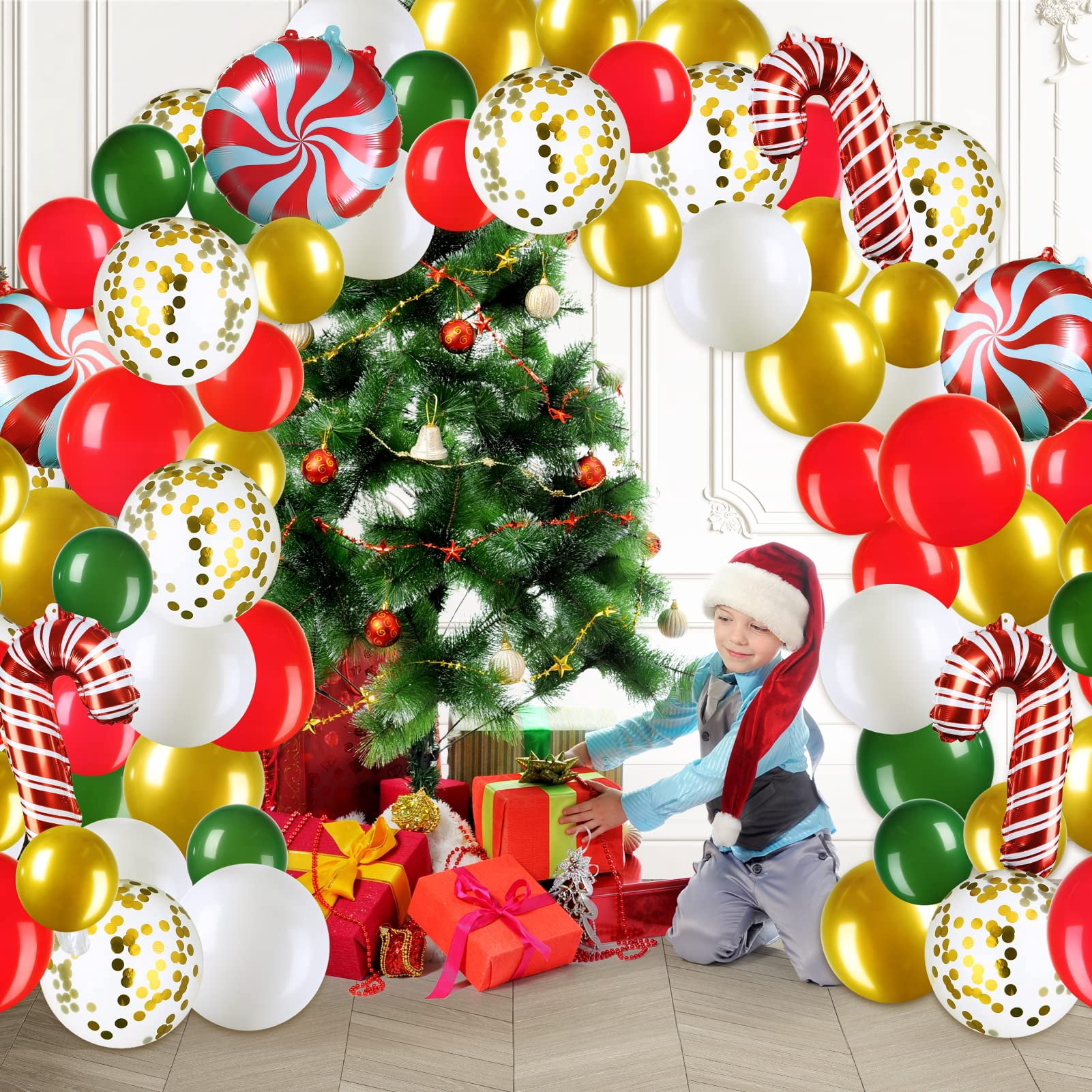 Christmas Balloon Garland Arch Kit, Merry Christmas Balloons, Red Green ...