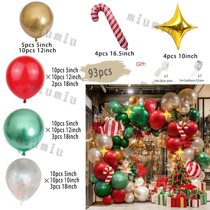 Christmas Balloon Garland Arch Kit Red Green Gold Balloons Christmas ...