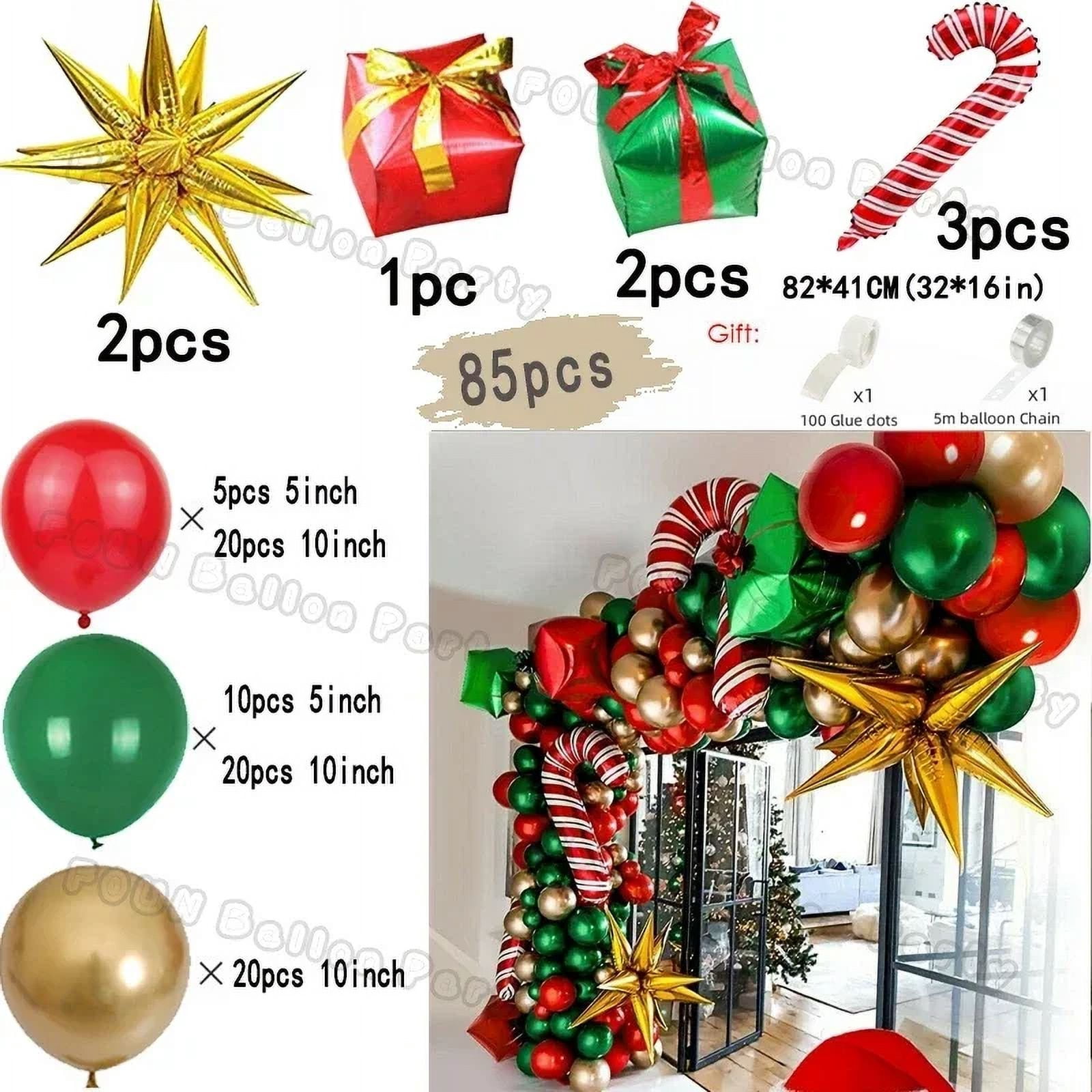 Christmas Balloon Garland Arch Kit Red Green Gold Balloons Christmas ...