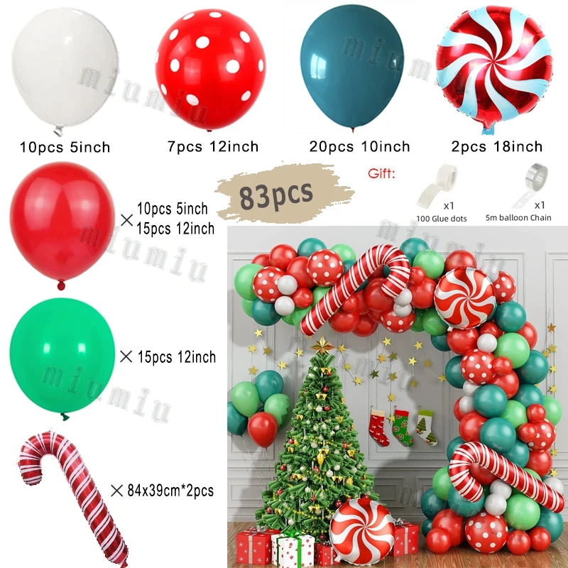 Christmas Balloon Garland Arch Kit Red Green Gold Balloons Christmas ...