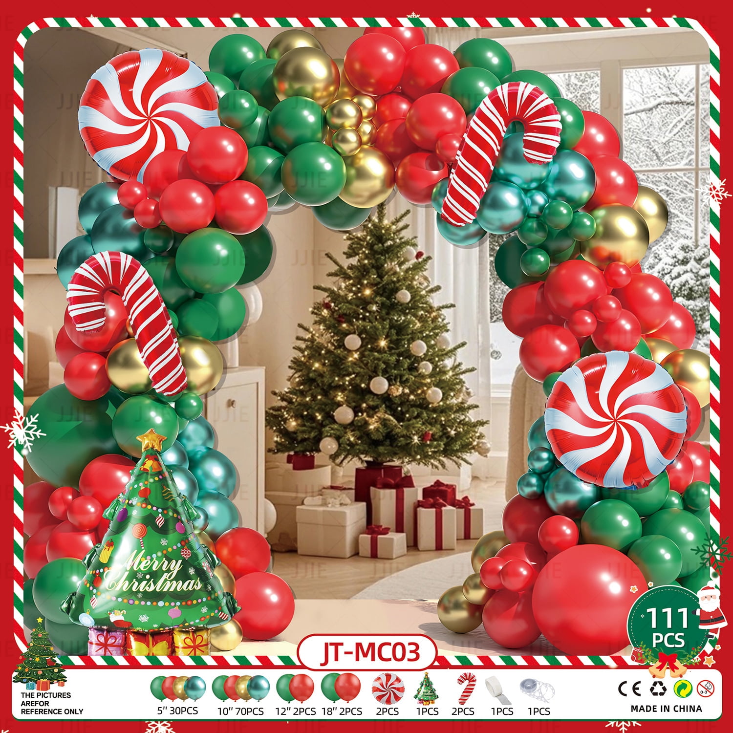 Christmas Balloon Garland Arch kit, 111 Pcs Red Green White Pink ...