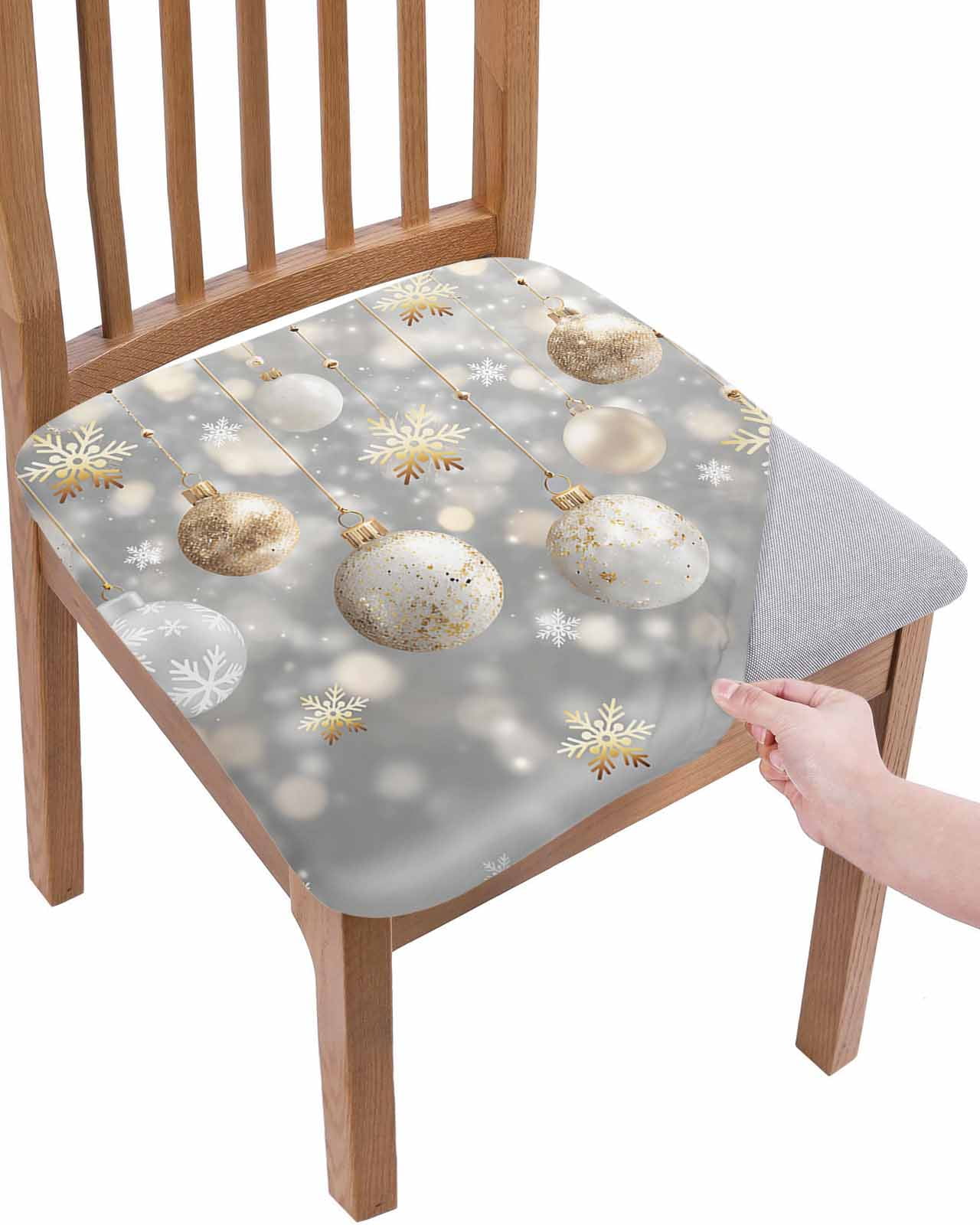 Christmas Balls Chair Seat Covers for Dining Room Stretch Chair Seat ...