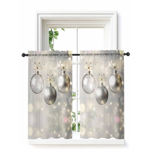 Christmas Balls Curtains 45 Inch Length,Sheer Curtains for Bedroom ...