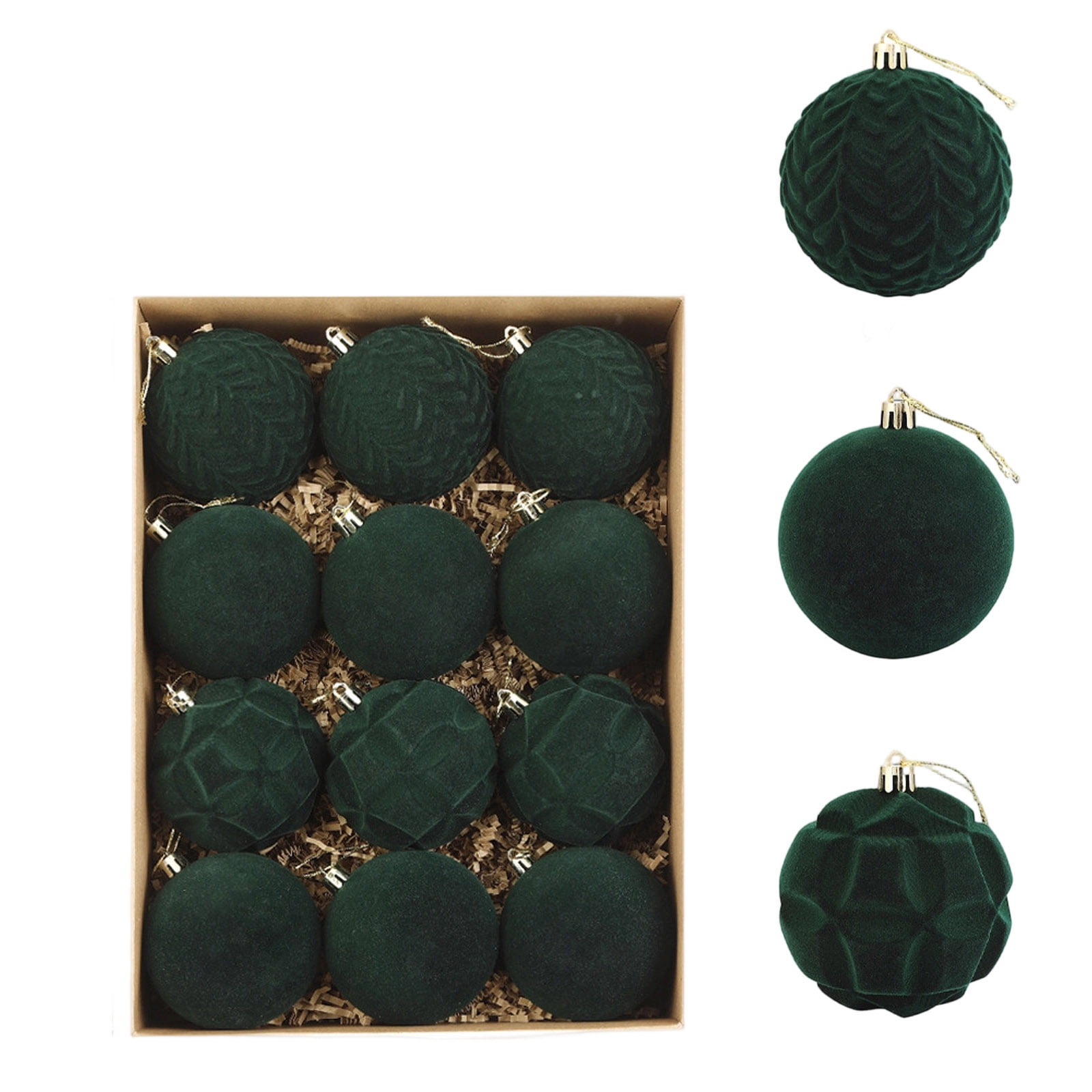 Christmas Balls Flocking Boxed Christmas Tree Pendant Plastic Painted ...