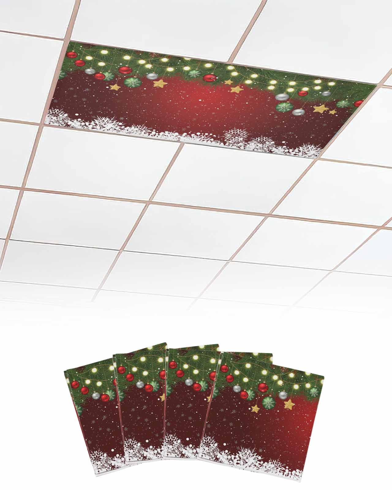 Christmas Balls Fluorescent Light Covers for Ceiling Lights 4x2 feet,4 ...