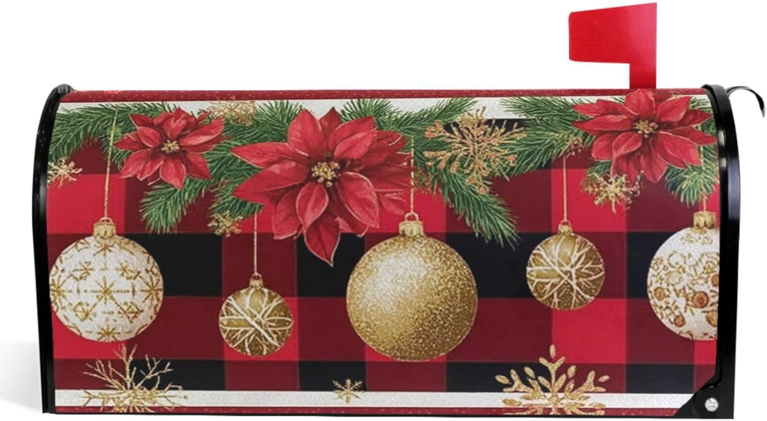 Christmas Balls Mailbox Cover Red Poinsettia Mailbox Covers Magnetic ...