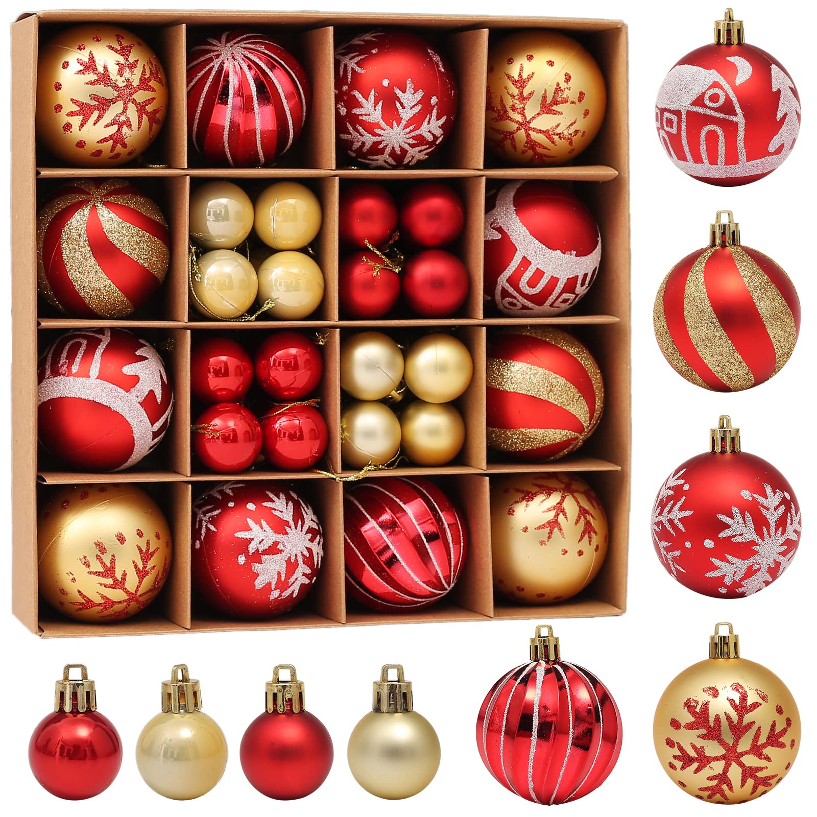 24Pcs 3cm Mini Christmas Balls Ornaments, Small Shatterproof Christmas ...