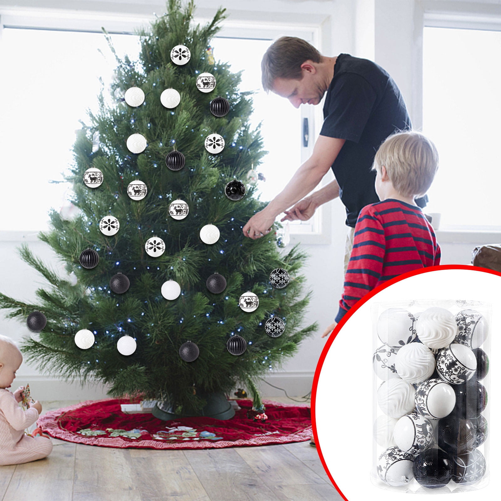 Christmas Balls Ornaments 34Pcs Christmas Tree Ornament Pendant Party ...