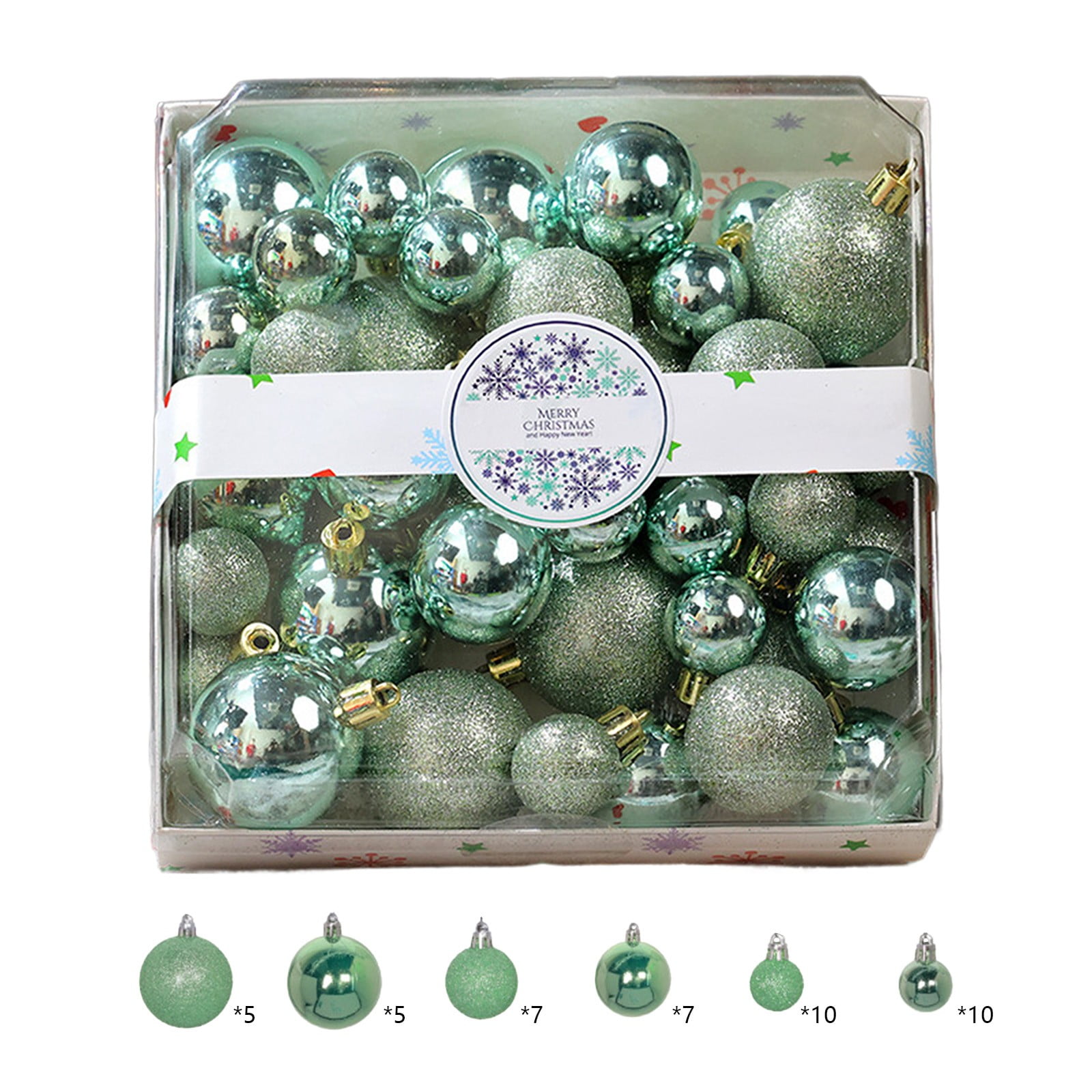 Christmas Balls Ornaments 44 Pcs Christmas Shiny Decorations for Home ...