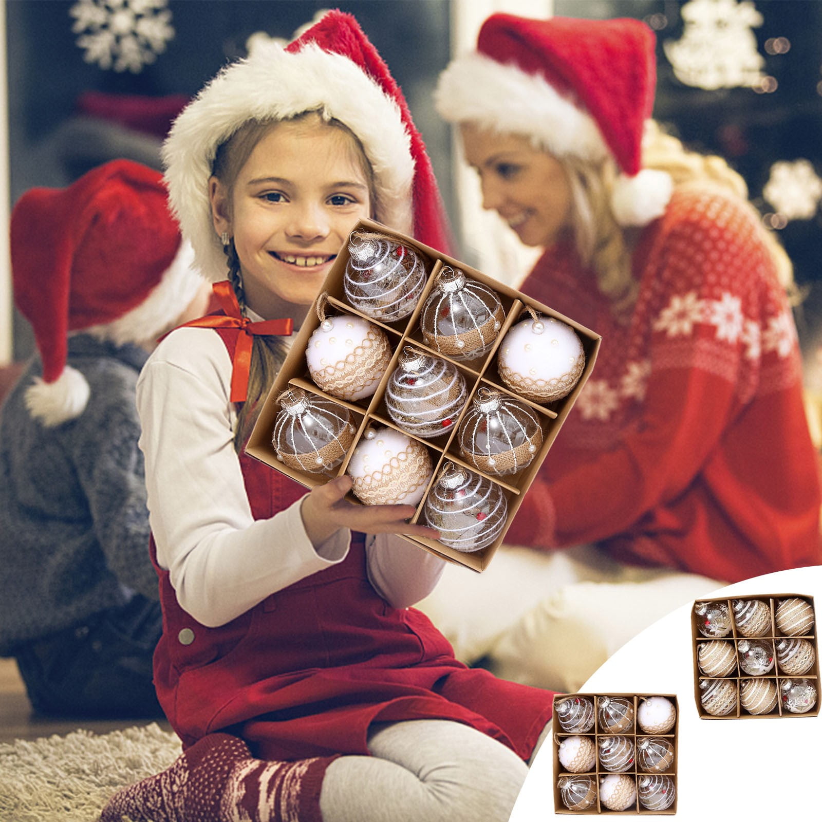Christmas Balls Ornaments For Xmas Tree, 9Pcs White Christmas Tree ...