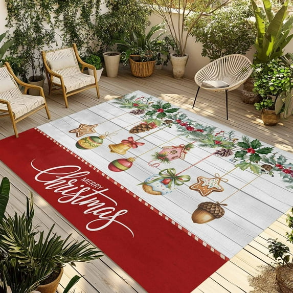 Christmas Balls Outdoor Rug 5x7 Ft - Reversible Patio Rug Outdoor ...