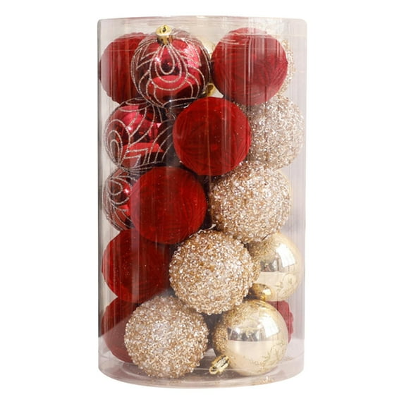 Christmas Balls Plastic Plating Red Champagne Gold 2.36 Inches Diameter ...
