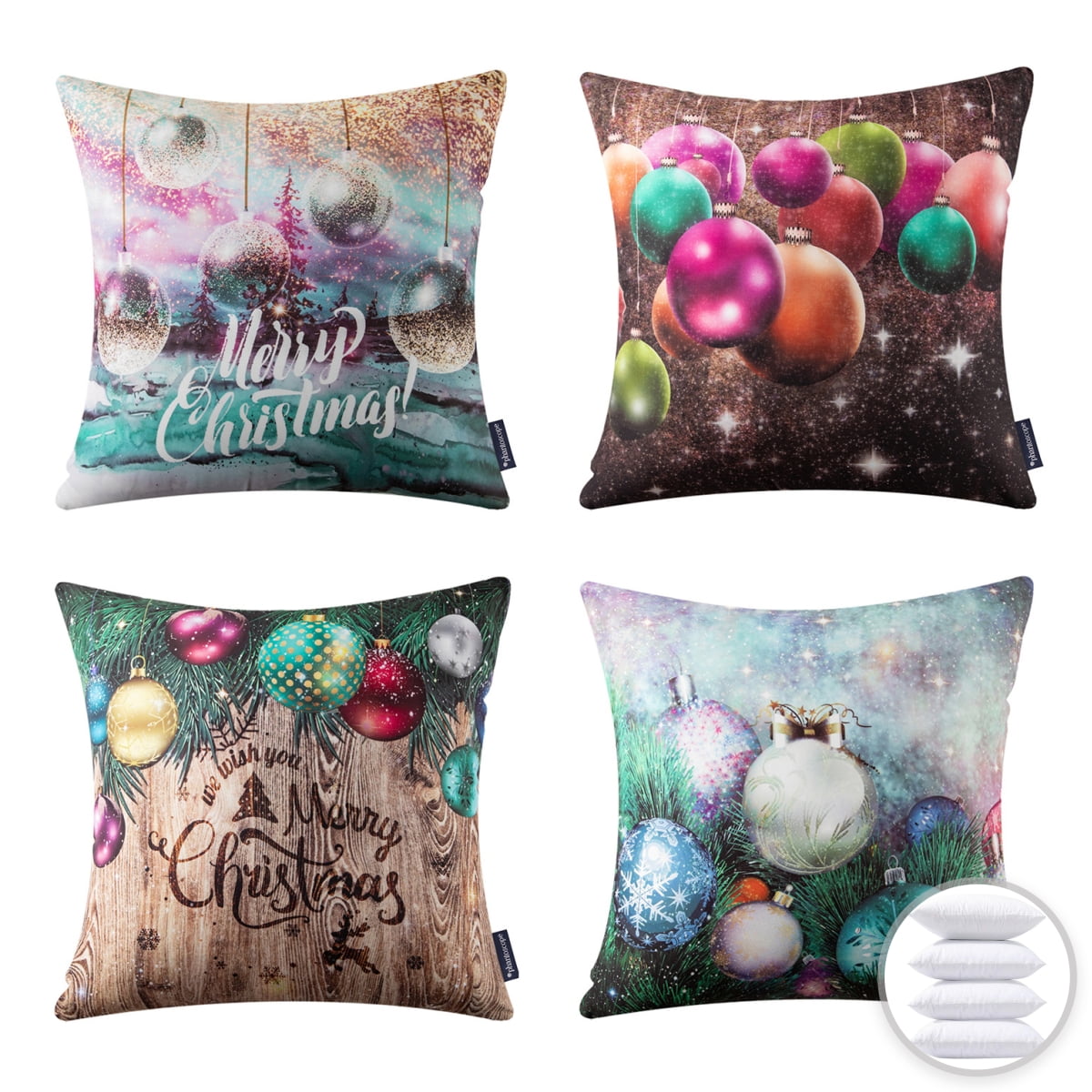Christmas Balls Printed Decorative Holiday Series Throw Pillow with ...