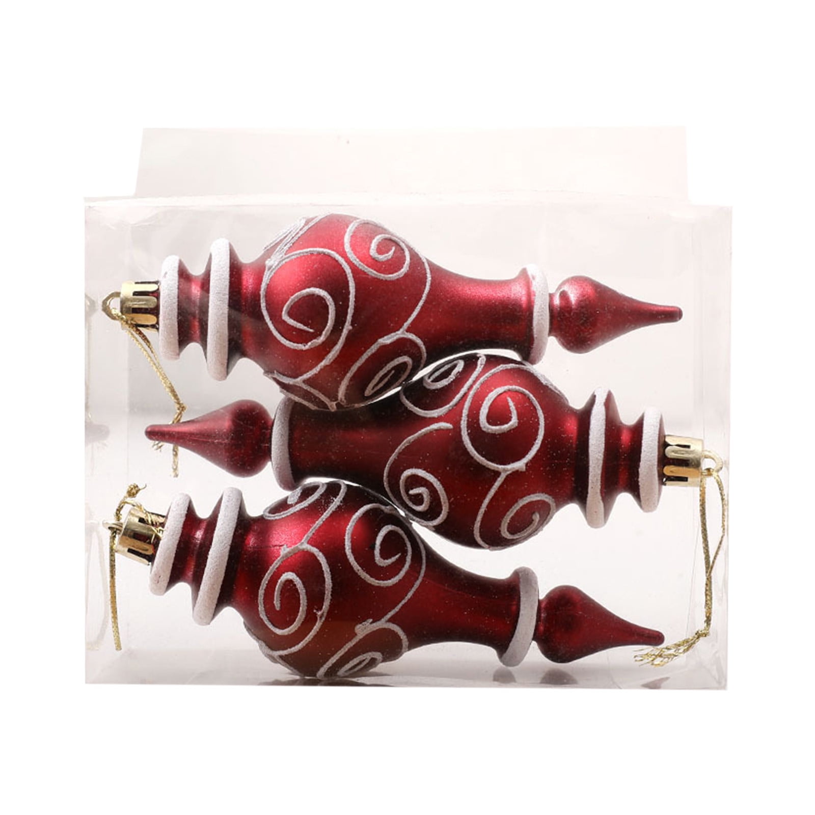 Christmas Balls Set 3PC Matte Wine Red Plastic Ornaments for Christmas ...