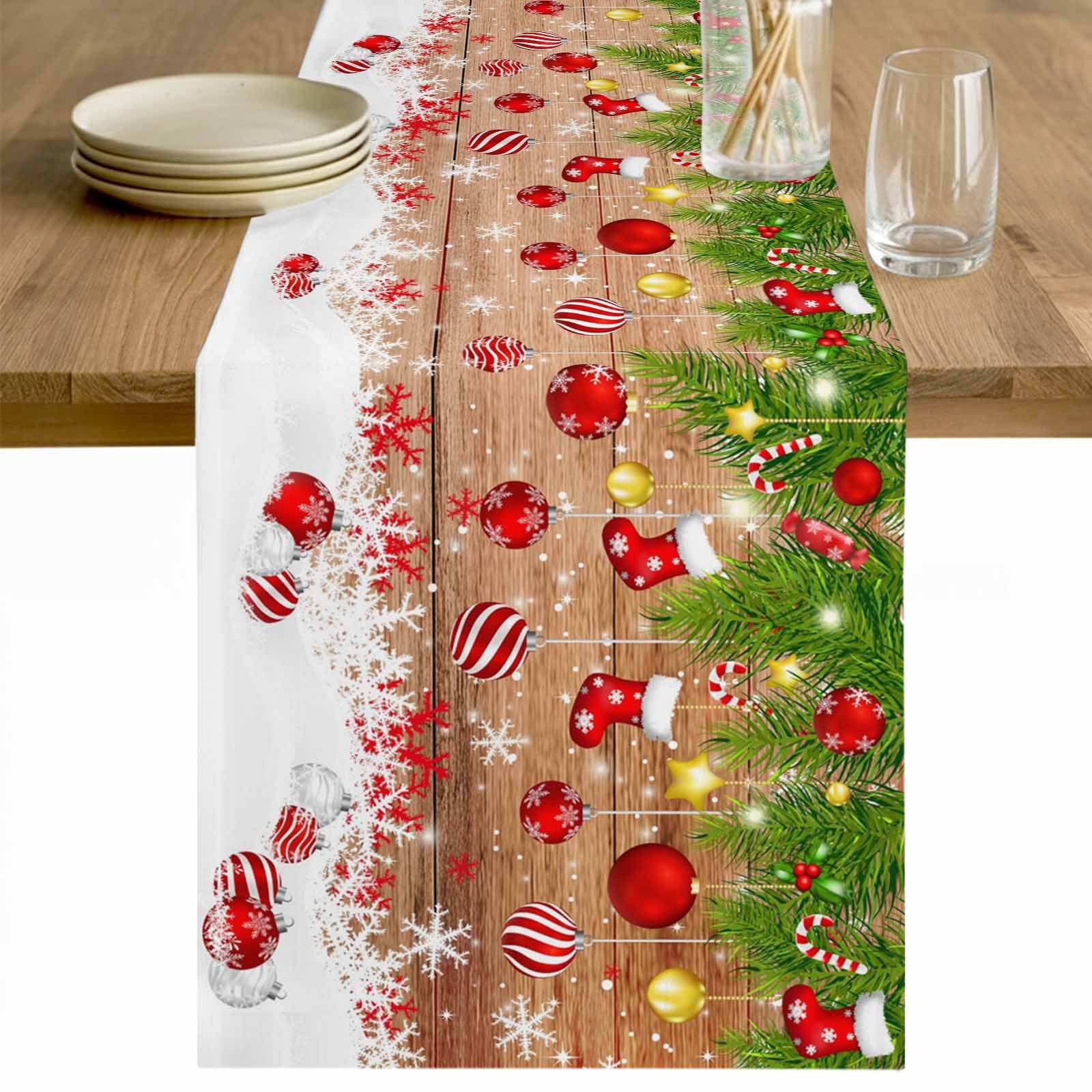 Christmas Balls Table Runner 120 Inches Long Farmhouse Dress Scarves ...